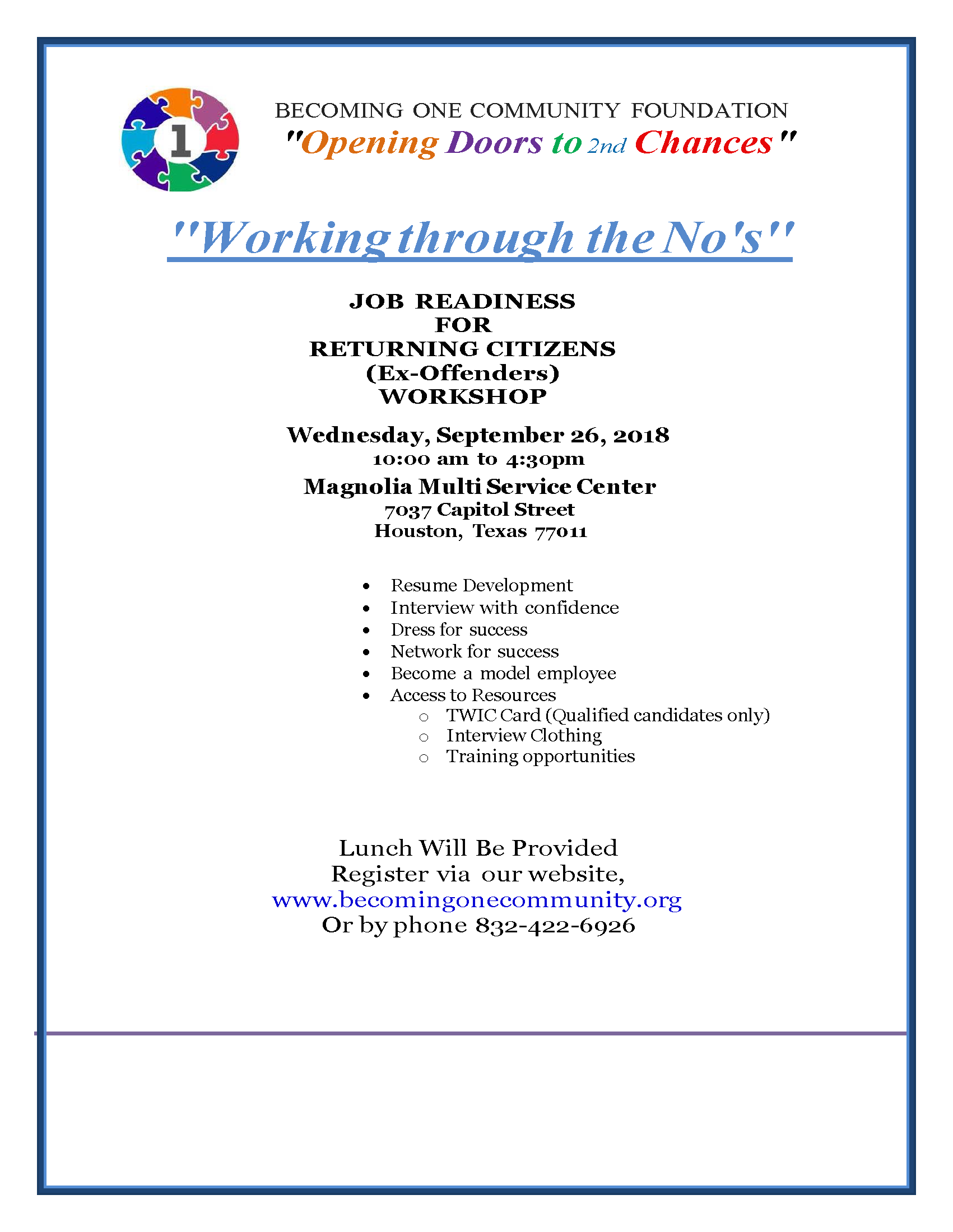 Job Readiness for Returning Citizens (Ex-Offenders) Workshop on ...